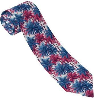 Generic Imprimé De Palmier Hawaïen Rouge Et Bleu Cravate Décontractée Cravate Homme Polyvalente Cravatte Pour Femmes Fêtes Affaires