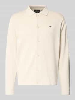 Fynch-Hatton Strickjacke mit Polokragen und Label-Stitching