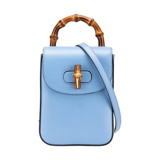 Gucci Sac &agrave; main sup&eacute;rieur en cuir de veau bambou pr&eacute;-poss&eacute;d&eacute; - Femme - Pre-owned - Bleu - Taille: ONE Size