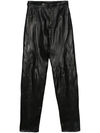 MUGLER Tief sitzende Lederhose - Schwarz