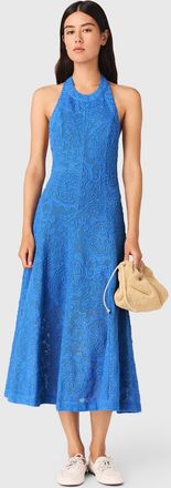 Maje Langes R&uuml;ckenfreies Guipure-kleid - Blau - Maje