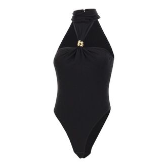Elisabetta Franchi Femme, Tops, Noir, Taille: 36 FR Body &agrave; col montant