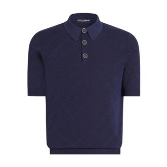 Dolce & Gabbana Seidenpolohemd - - Tops - Herren - Blau - M