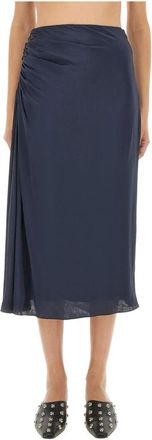 Theory Femme, Jupes, Bleu, Taille: 38 FR Side Ruched Midi Skirt