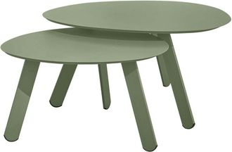 Oviala Lot de 2 tables basses gigognes de jardin vert sauge