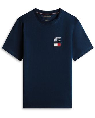 Tommy Hilfiger T-Shirt mit Flag-Stickerei in Jersey-Qualit&auml;t, Regular Fit in