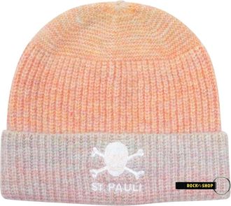 FC St. Pauli Mütze Totenkopf Pastell Verlauf - Offizieller Fanartikel - Strickmütze mit Logo-Stick aus Wollmix - weich, elastisch & bequem (DE/NL/SE/PL, Alphanumer