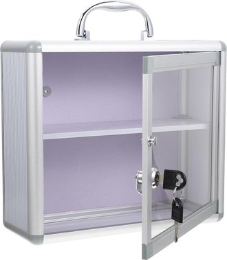 Hemoton Medizinbox mit Schloss Mehrschichtiger Wandmontierbarer Aufbewahrungskasten für Zuhause und Schule Große Kapazität Langlebig und Sicher für Medikament