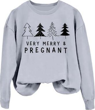 Generic 2026 Nouveaux sweats de No&euml;l pour femmes tr&egrave;s joyeux enceintes chemises graphiques de No&euml;l mignonnes mamans pulls de No&euml;l, gris, XXL