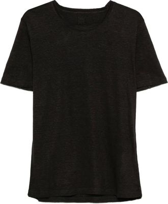120% Lino Homme, Tops, Noir, Taille: S T-shirt &agrave; Manches Courtes en Lin