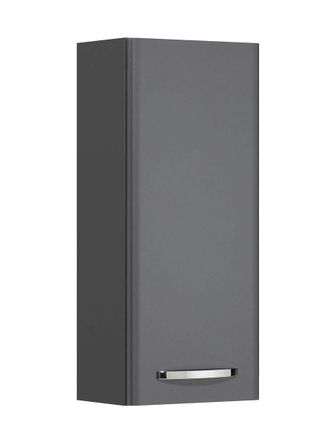 PELIPAL Velo - Wandschrank, 30 cm, 1-türig, 2 Einlegeböden - Badmöbel in Anthrazit Hochglanz/Anthrazit Dekor
