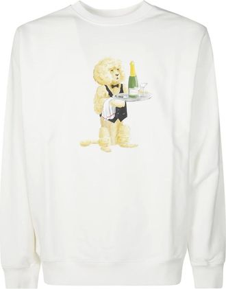 Dr&ocirc;le de Monsieur Homme, Sweatshirts et sweats &agrave; capuche, Blanc, Taille: M Felpa Girocollo Logo
