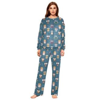 Alaza Ensemble de pyjama en polaire pour femme, motif pattes de chats mignons, vêtements de détente deux pièces, vêtements de nuit, pyjama thermique super d