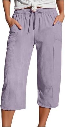 Generic Pantalon d&eacute;contract&eacute; &agrave; jambe droite pour femme - Taille haute - Pantalon ample, violet, XXL