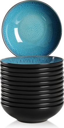 VANCASSO Kombiservice Steinzeug, vancasso BUBBLE 12 teiliges Suppenteller aus Steingut, Tellerset 950ml, f&uuml;r 4-12 Personen