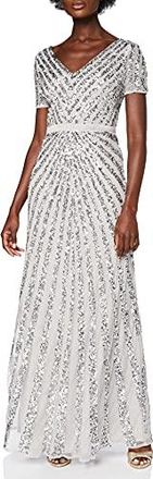 Maya Maya Berry Embellished Halter Neck Maxi Dress Robe de Demoiselle dhonneur, gris, 40