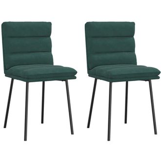 vidaXL Vidaxl - Chaises à manger lot de 2 Vert foncé Velours