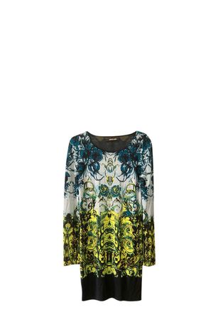 Roberto Cavalli Multicoloured Printed Long Sleeve Dress Size M