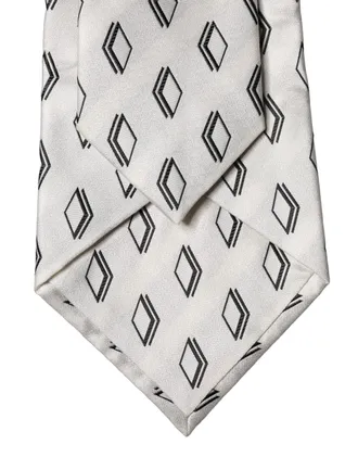 Dolce & Gabbana Silk Diamond-Patterned Necktie - White