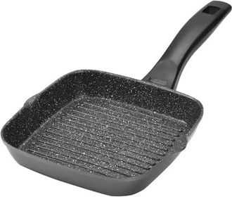 STONELINE Po&ecirc;le Grill 16x16 cm, avec 2 Becs verseurs, Cuisson sans Huile ni Graisse, adapt&eacute;e &agrave; lInduction, Rev&ecirc;tement Antiadh&eacute;sif avec de vraies particules de p