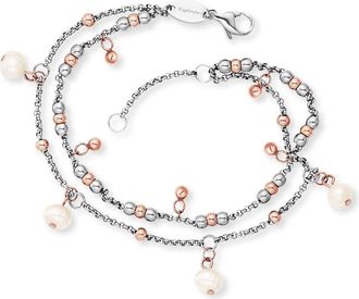Engelsrufer Damen Armband Boho Perlen Edelstahl bicolor - besetzt mit Edelstahl Kugeln und Süßwasserperlen - Karabinerverschluss - in zwei Längen verstellbar - ni