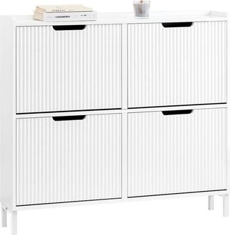 SoBuy Sobuy - Meuble Chaussures dEntree avec 4 Abattants, Armoire &agrave; Chaussures Moderne, Rangement Chaussures Compact, Range Chaussures &Eacute;troit pour Petite