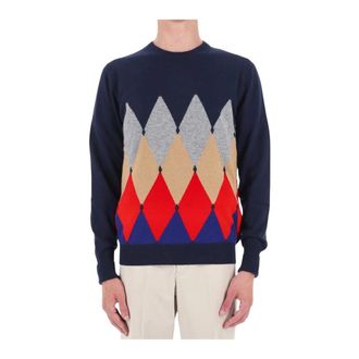 Ballantyne Tricot col rond &agrave; losanges - Homme - Pulls - Multicolore - Taille: L