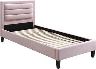 Vente-Unique Bett 90 x 190 cm mit gepolstertem Kopfteil - Rosa - MACHUPIO