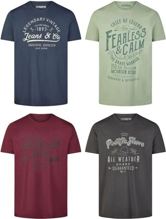 Riverso Tshirt Herren Baumwolle Regular Fit RIVLeon 4er Set Pack Rundhals Kurzarm Sommer Tee Shirt Print, Gr&ouml;&szlig;e:XL, Farbe:Farbmix 10