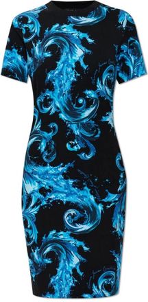 Versace Jeans Couture Femme, Robes, Noir, Taille: 36 FR Barocco Patterned Dress