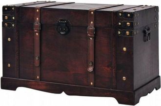Les Tendances Coffre de rangement portable bois marron Canvas