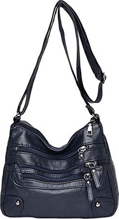 Generic Sacs à bandoulière en cuir souple pour femme - Multicouche - Classique - Sac à main et sac à main - Sacs à bandoulière pour homme, bleu, Taille unique