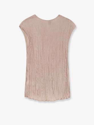 Alysi Womens Sleeveless Wrinkle Top Beige Viscose T-Shirts & Jerseys
