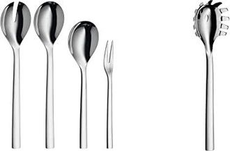 WMF Nuova Servierteile Set 4-teilig, Salatbesteck, Servierlöffel, Serviergabel, Cromargan Edelstahl, spülmaschinengeeignet & Nuova Nudellöffel 30 cm, Spag