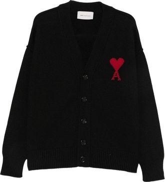 Ami v Neck Cardigan With Contrasted Ami de Coeur