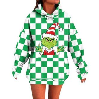 Generic Le Grinch Sweat A Capuche Femme Pull Sweatshirts Christmas Noel Pulls Oversize De Polaire Vetement Vêtements Femmes Costume Moche Plaid Pilou Hiver Py