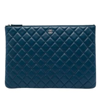Chanel Pre-owned Vintage Quilted Lambskin Clutch - - Pre-owned - Damen - Blau - ONE SIZE