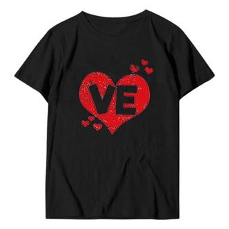 Generic T-shirt graphique pour la Saint-Valentin 2026 pour hommes et femmes, chemise &agrave; manches courtes tendance jeune, Noir, 3XL
