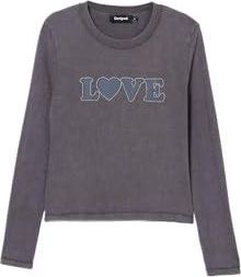 Desigual T- Shirt à Manches Longues en Tricot pour Femme, Noir, XL