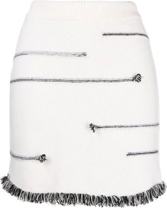 Sonia Rykiel Femme, Jupes, Blanc, Taille: 38 FR Jupe Mini Casual en Laine et Cachemire Blanche