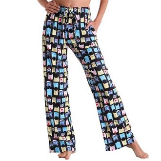 Generic Bas de Pyjama Femme Long Pantalon de Pyjama &agrave; Carreaux Pantalon de Nuit Confortable Pantalon de Loisirs avec Taille &eacute;lastique Ample Pas Cher Nightwear