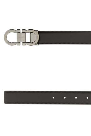 Ferragamo Mens Dark Brown Leather Reversible Belt Hickorynero Cinture