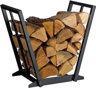 Relaxdays Kaminholzregal, Metall, HBT: 55,5 x 62 x 35 cm, Brennholzregal f&uuml;r Feuerholz, Stapelholz, Brennholz, schwarz