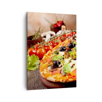 Arttor Bilder auf Leinwand Pizza Essen Italien Tradition Leinwandbild mit Rahmen 50x70cm Wandbilder Dekoration Wohnzimmer Schlafzimmer K&uuml;che Deko Gro&szlig; Wandde
