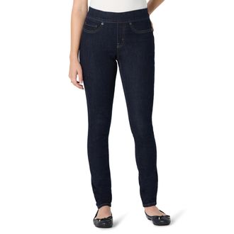 Amazon Essentials Womens Womens Stretch Denim Mid-Rise Pull-on Jegging, Rinse, 2 Short