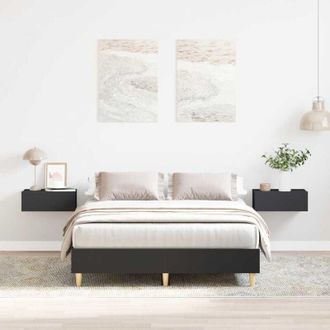 vidaXL Cadre de lit sans matelas noir 140x190 cm bois dingénierie Vidaxl