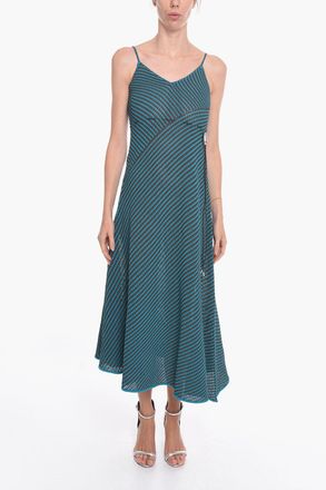 Bottega Veneta Gestreiftes Maxikleid aus Baumwollmix mit Kordelzug Bottega Veneta