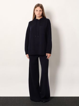 Max Mara Womens Hooded Sweater Liana Blue Wool