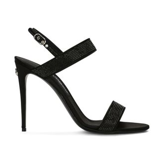 Dolce & Gabbana Schwarze Sandalen mit Kristallverzierungen und hohen Abs&auml;tzen - - Shoes - Damen - Schwarzk - 41 EU