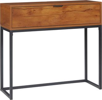 HOMCOM Console design - grand tiroir - dim. 80 x 30 x 76 cm - acier noir effet bois noyer